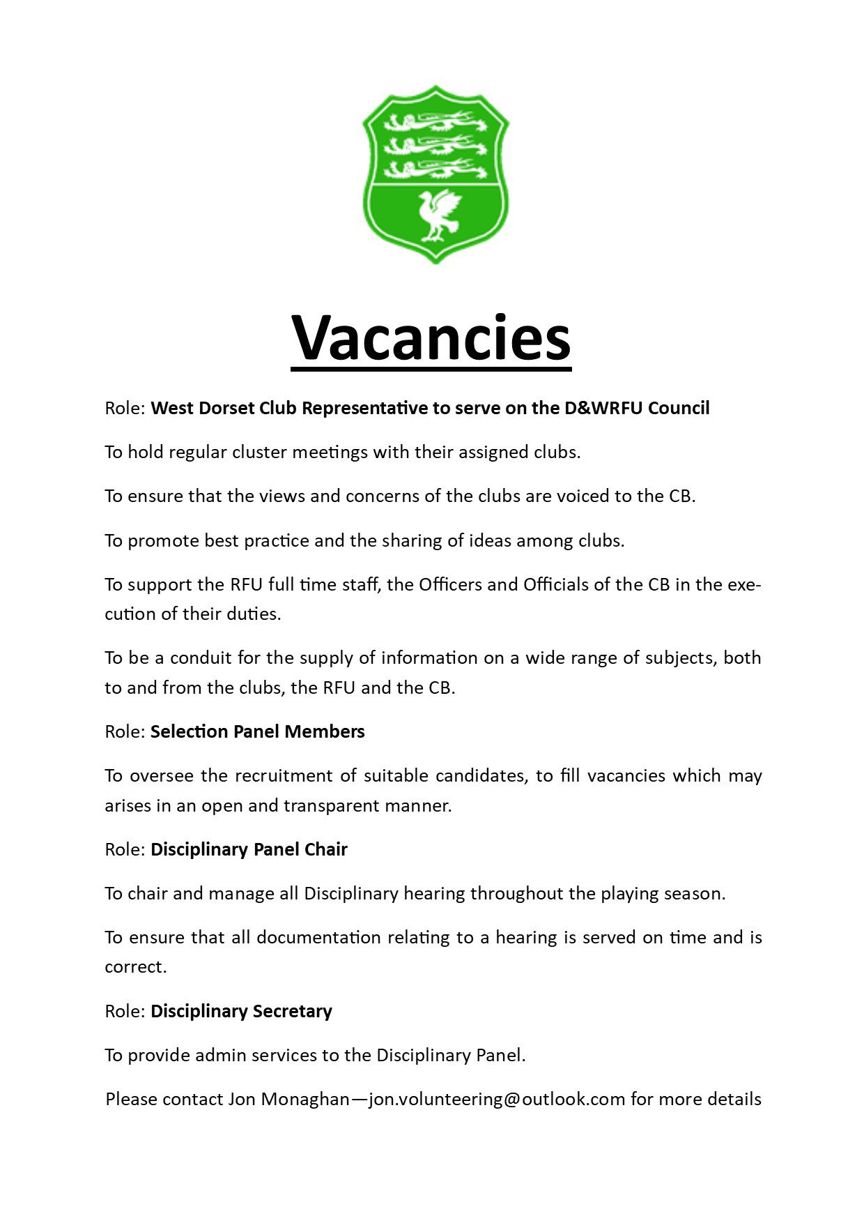 Dorset WIltshire Rugby Union Playing Rugby